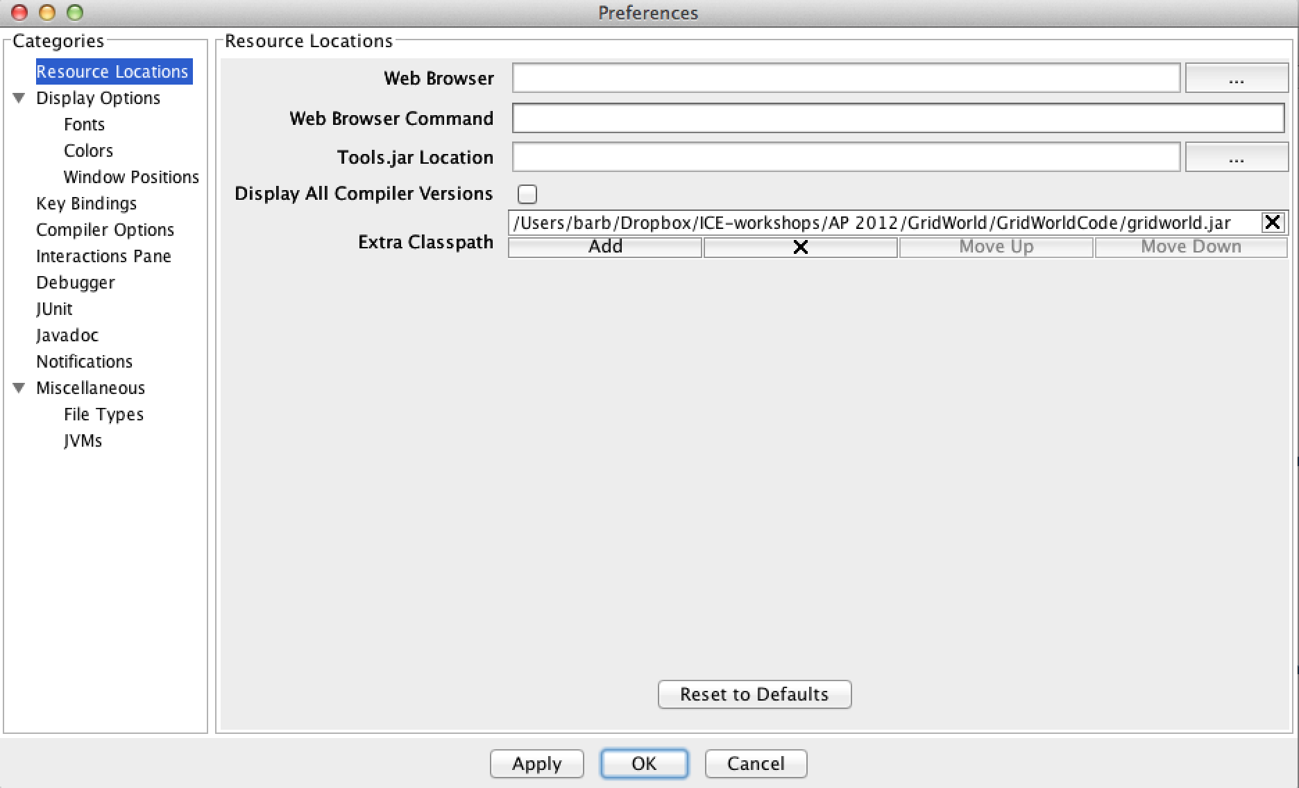 Setting up DrJava for GridWorld — AP CSA Java Review - Obsolete